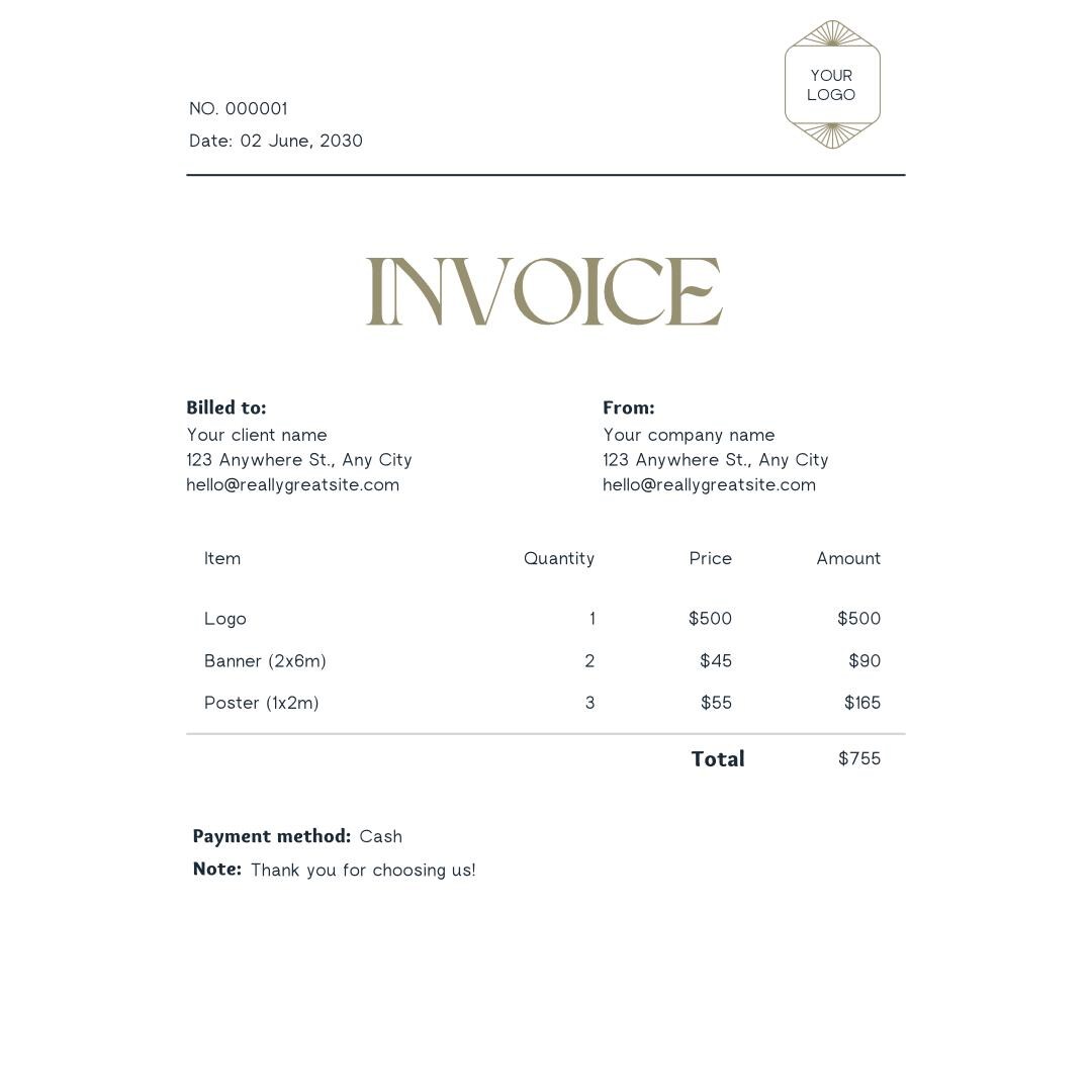 Editable Invoice Template, Canva Design (digital Download) - Etsy