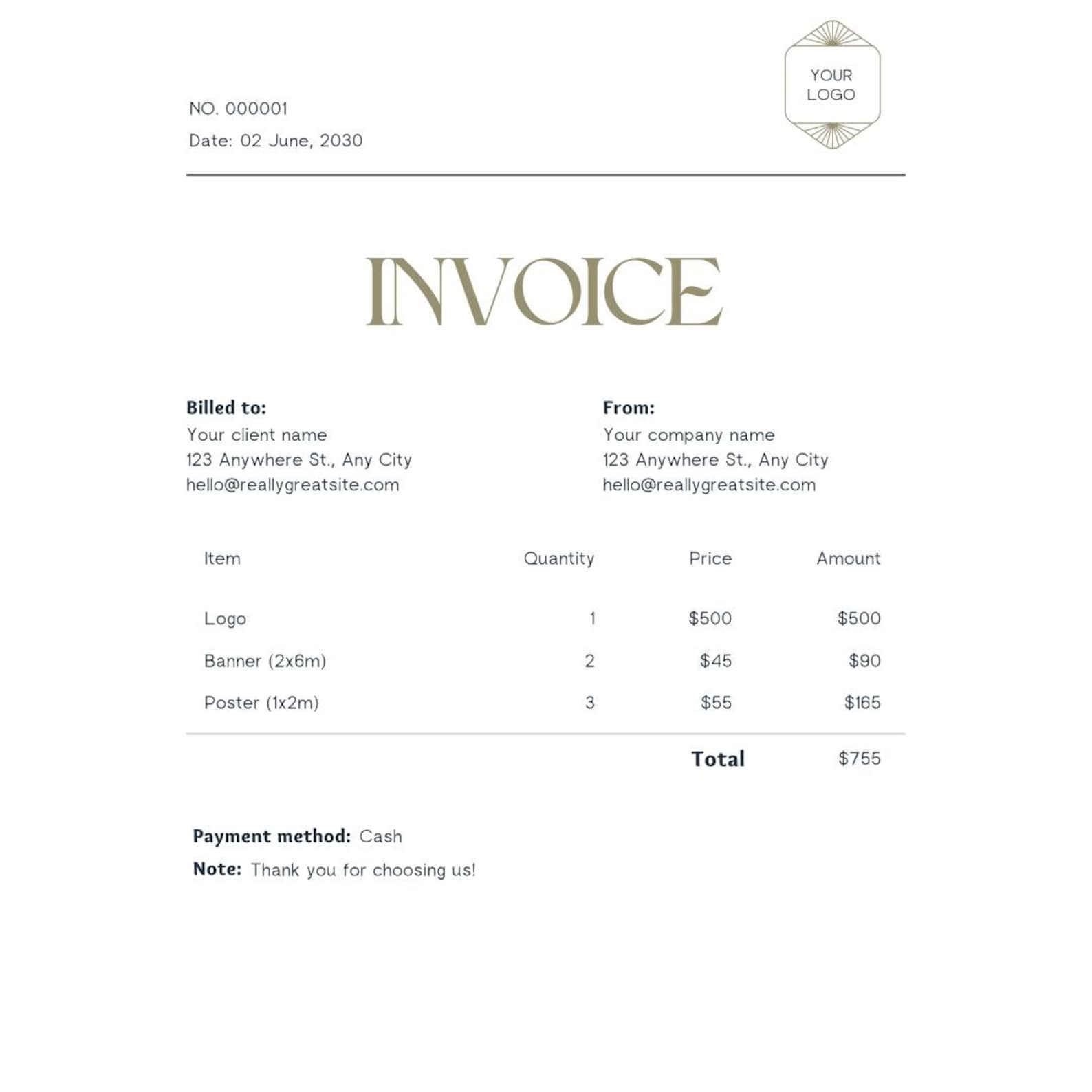 Editable Invoice Template, Canva Design (digital Download) - Etsy
