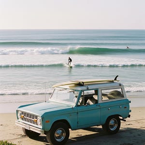 Ford Bronco Vintage Costal Print - Vintage Beach & Surfing Wall Art ...