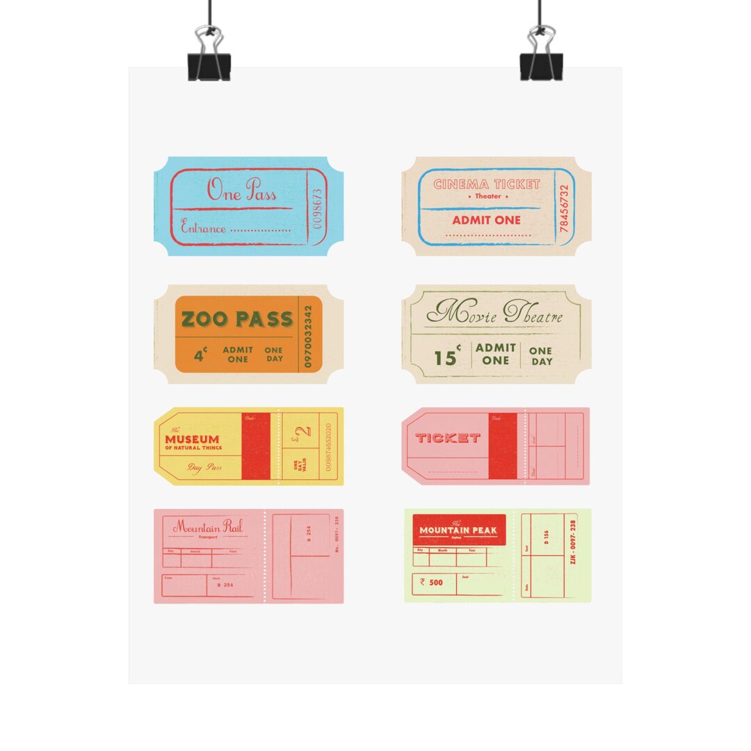 Vintage Ticket Wall Art, Retro Poster Decor, Home Theater Print, Unique ...
