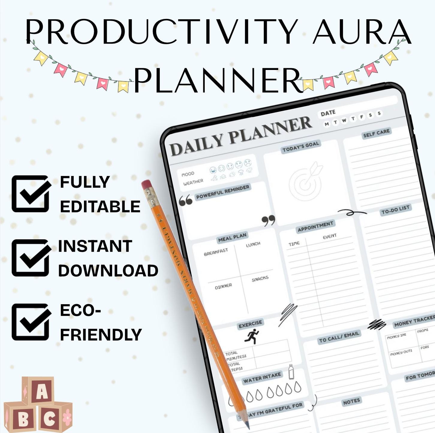 Minimalist Daily Planner: Printable Productivity & Mindfulness (PDF ...