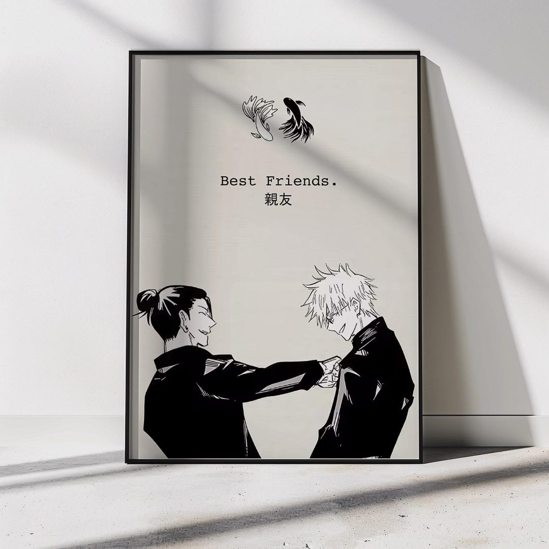 Jujutsu Kaisen Poster | Gojo Geto Best Friends Art | JJK Anime Print ...