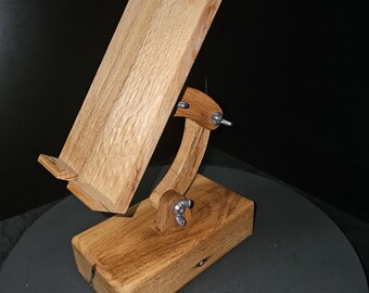 Reclaimed Oak Phone Stand | Wooden Cell Phone Holder for Desk or ...