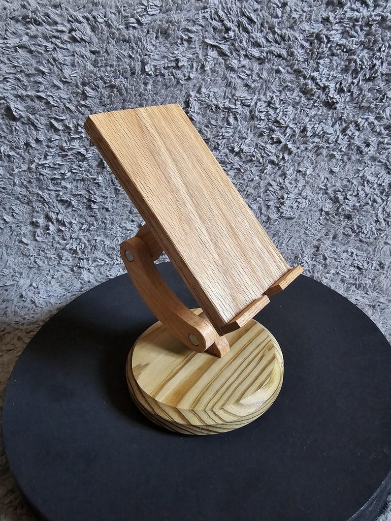 Oak Phone Stand With a Pine Base Adjustable Dock for Universal Fit ...