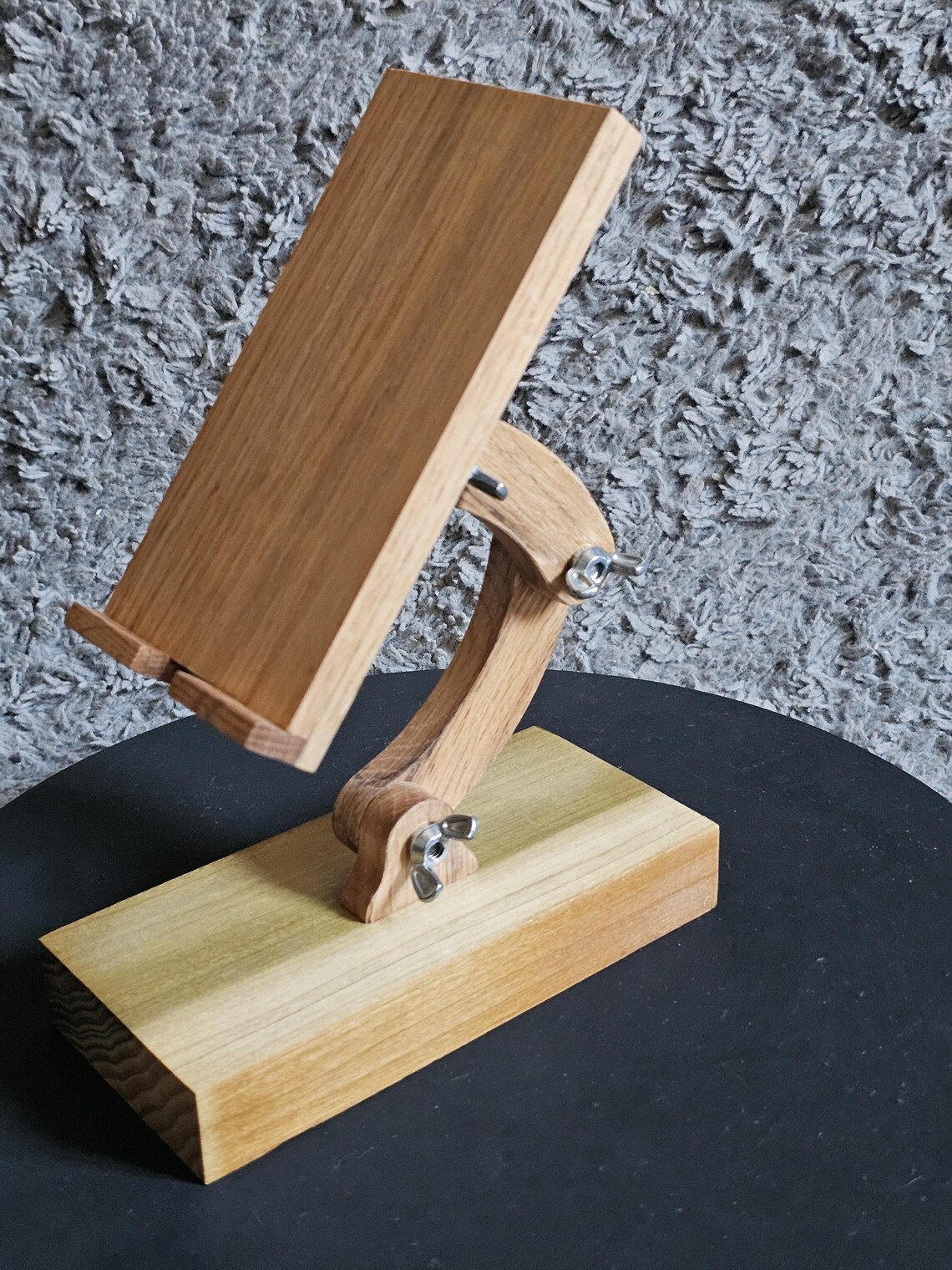 Oak Phone Stand With a Poplar Base Adjustable Dock for Universal Fit ...