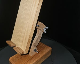 Reclaimed Oak Adjustable Phone Stand: Rustic Desk Organizer - Etsy