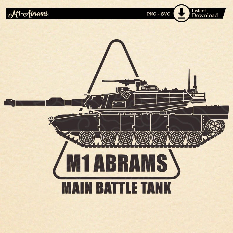 M1 Abrams Tank Silhouette, Military Vehicle SVG PNG (digital Download ...