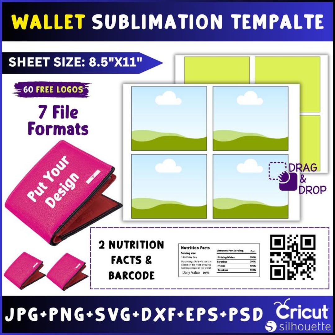 Wallet Sublimation Template, Bifold Wallet Template, Bifold Wallet ...