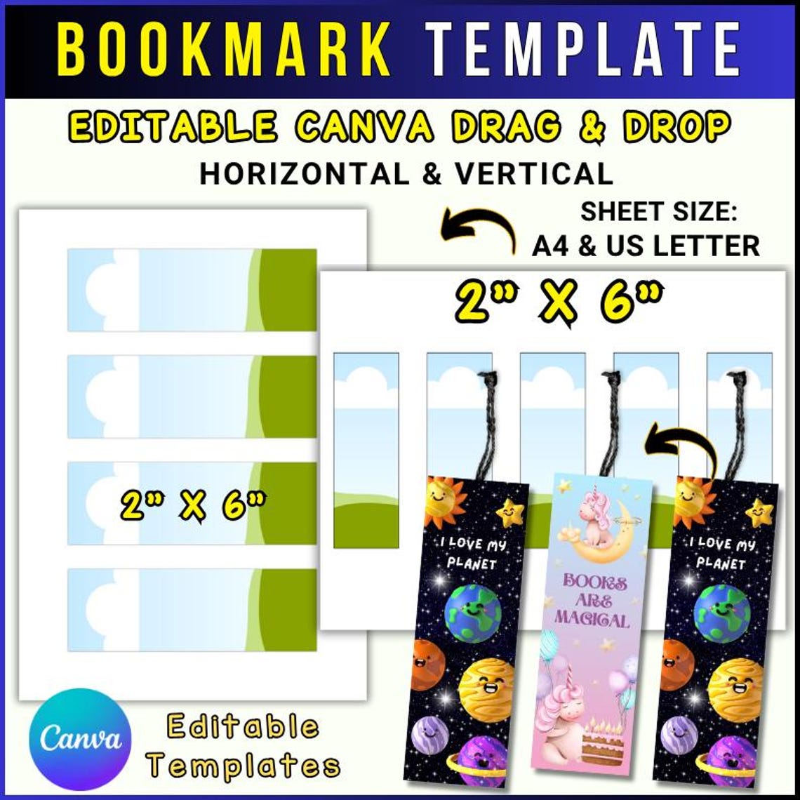 Editable Bookmark Canva Template: DIY Printable Design (digital ...