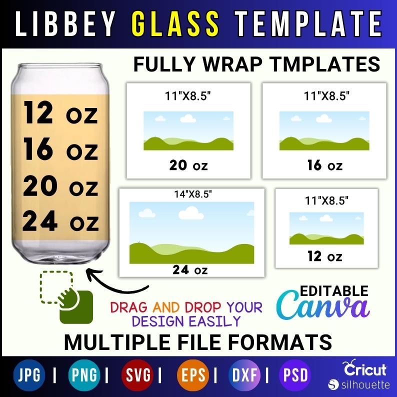 Libbey Can Glass Template Bundle , 12 Oz, 16 Oz, 20 Oz Libbey Glass ...