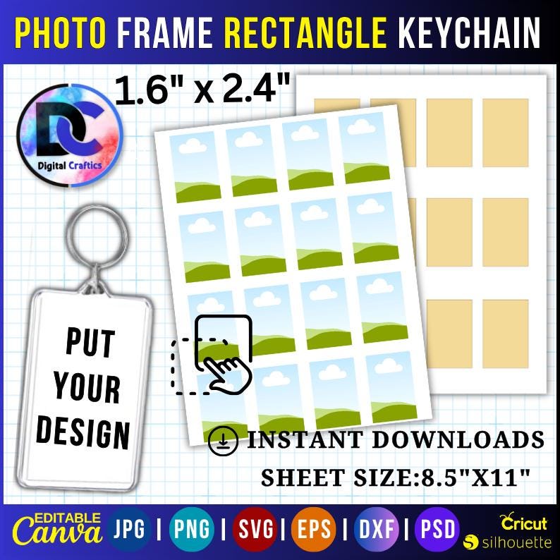 Photo Frame Keychain Template: Rectangle Sublimation Design (canva ...