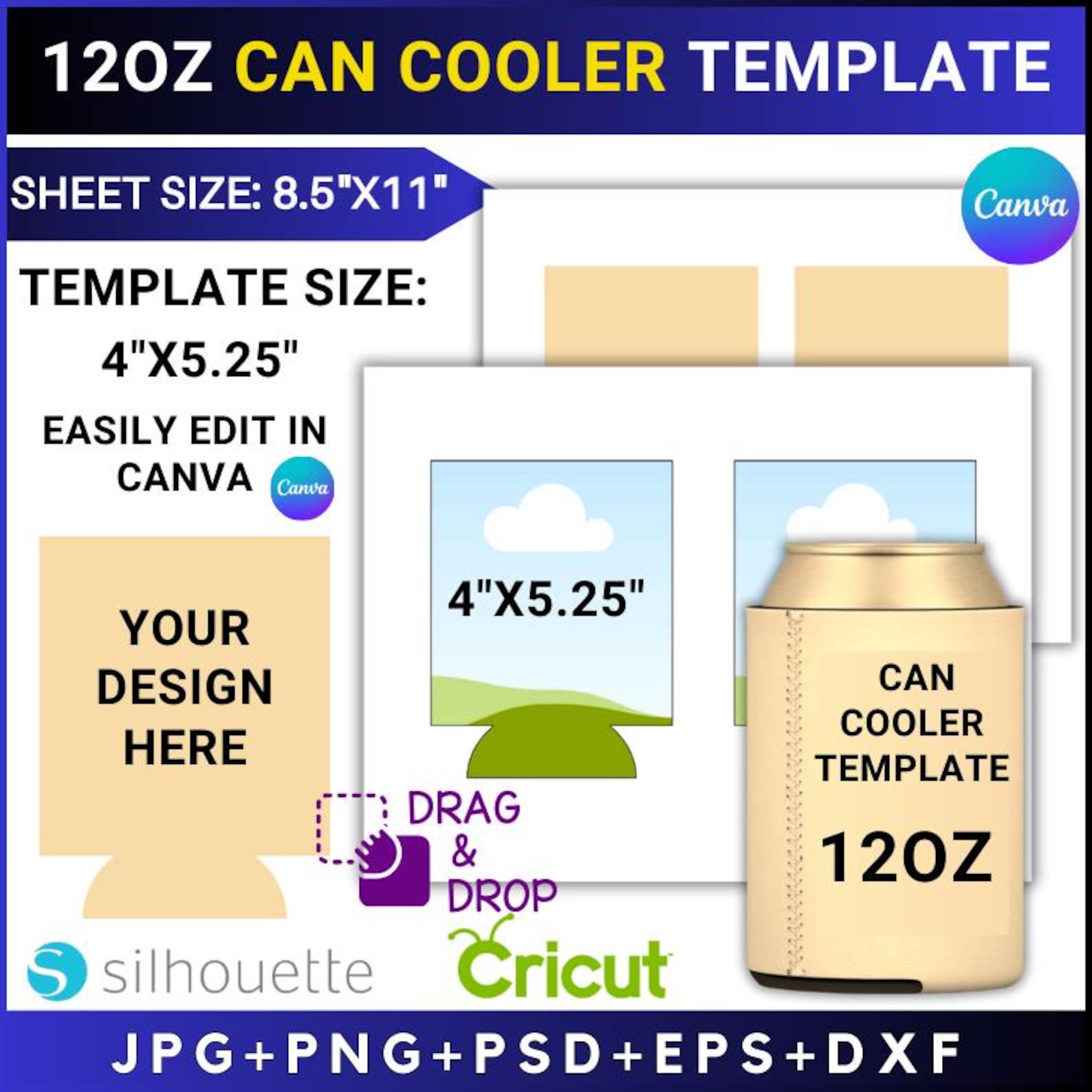 Can Cooler Template, 12oz Can Cooler, 12oz Slim Can Cooler, Beer Cooler ...