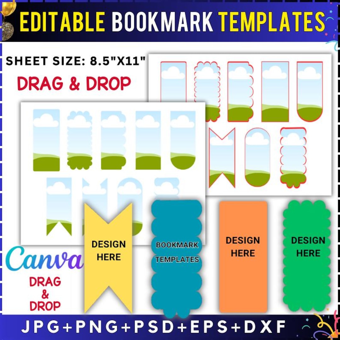 Bookmark Editable Canva Template, Bookmark Mockups, Printable Bookmarks ...