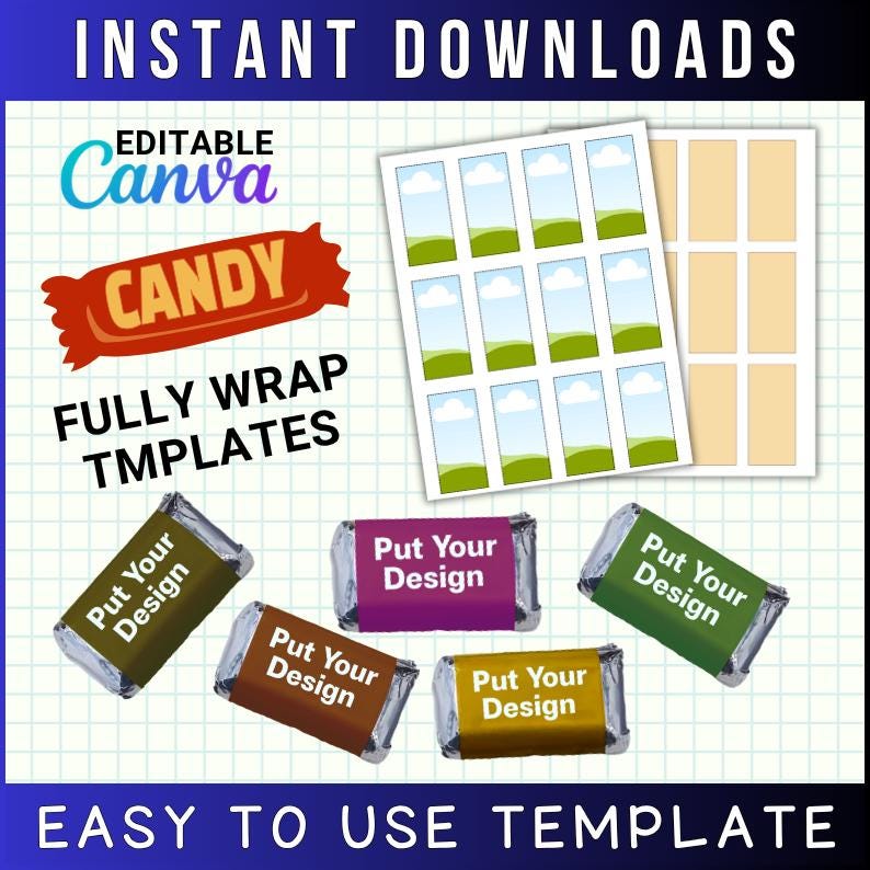 Mini Chocolate Wrapper Template , Party Favor Template , Mini Candy ...