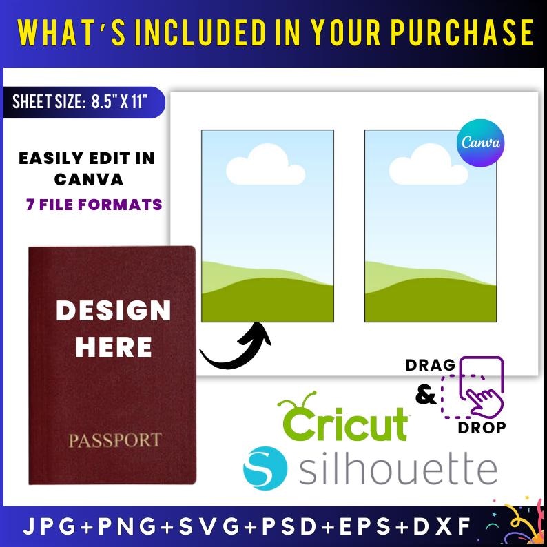 Editable US Passport Cover Template: Canva Drag & Drop (digital ...