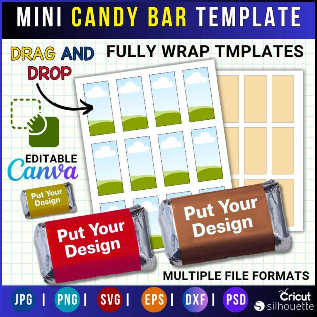 Mini Chocolate Wrapper Template , Party Favor Template , Mini Candy ...
