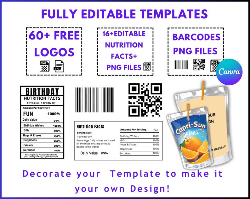 Caprisun Labels, Caprisun Juice Label Template, Caprisun Template ...