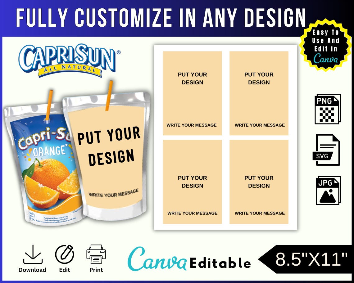 Caprisun Labels, Caprisun Juice Label Template, Caprisun Template ...