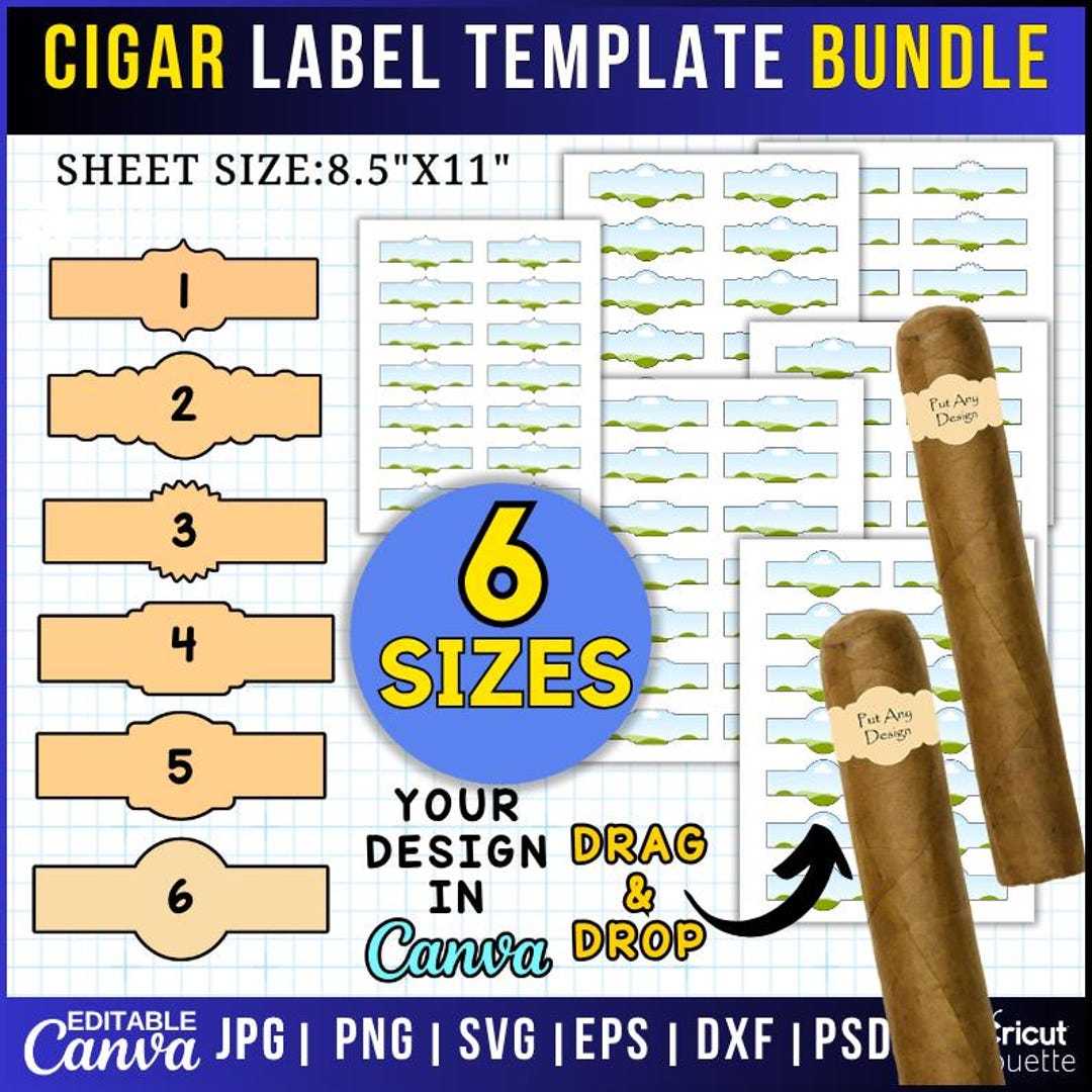 Cigar Label Template Bundle, Cigar Sticker Template, Cigar Wrap ...