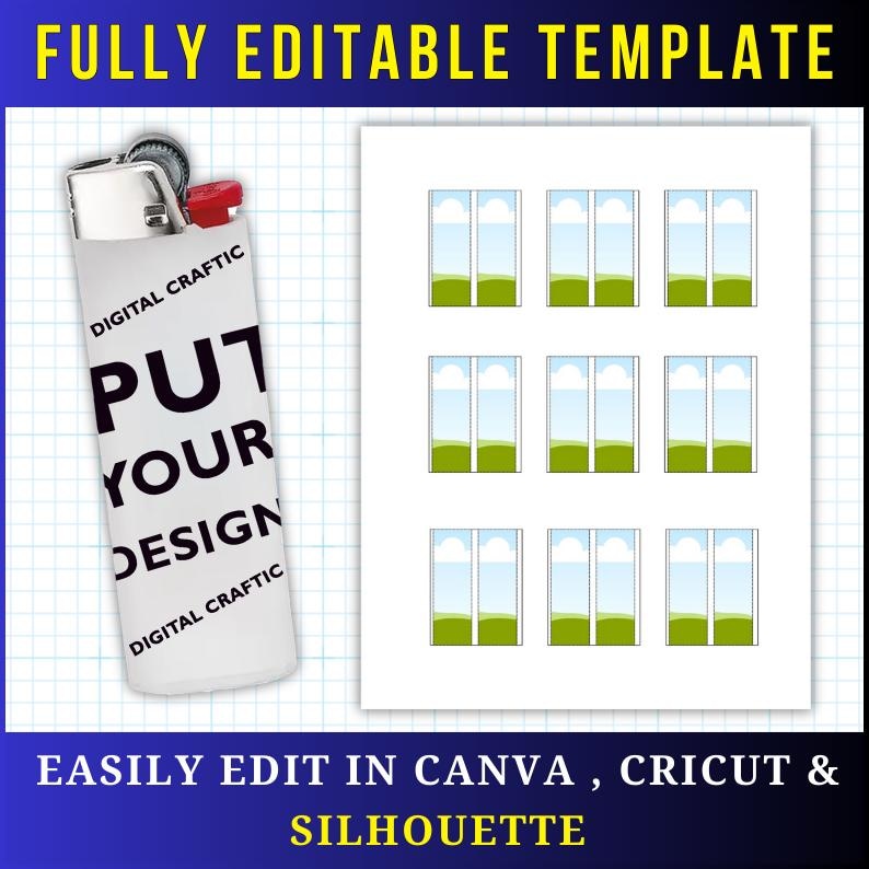 Lighter Label Template, Lighter Wrapper Template, Sublimation Template ...
