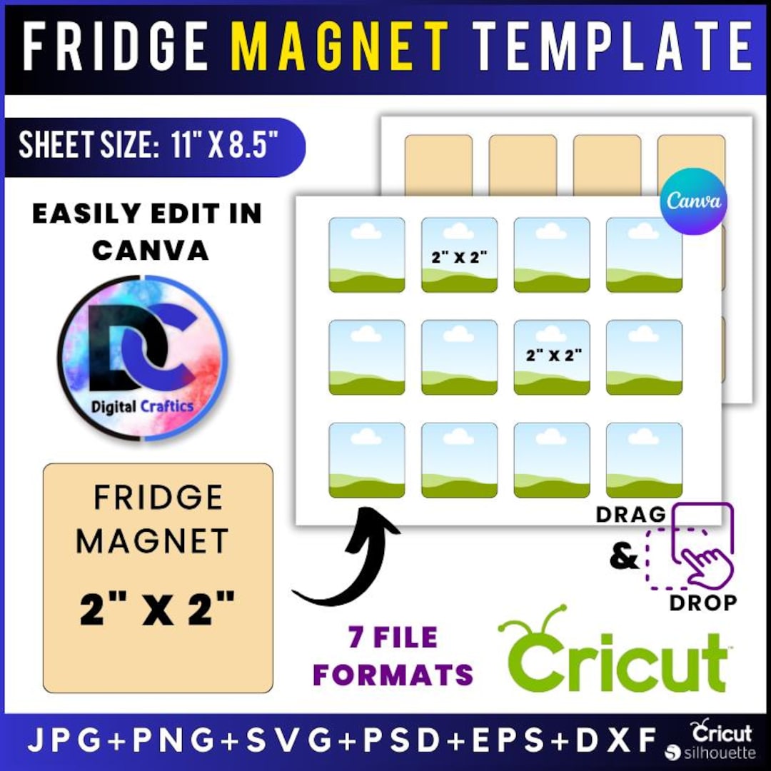 2x2 Fridge Magnet Template, Magnet Template, 50mmx50mm Square Magnet ...
