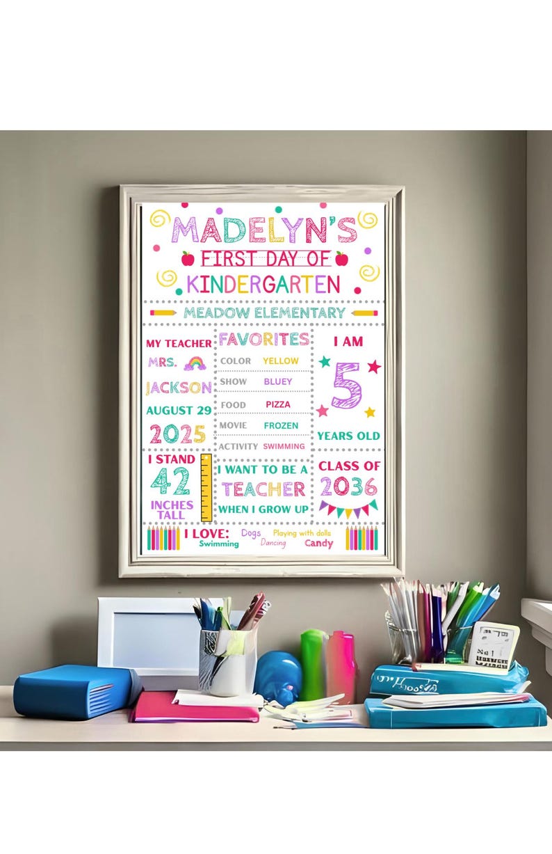 Custom First Day of School Digital Sign, Personalized First Day of ...
