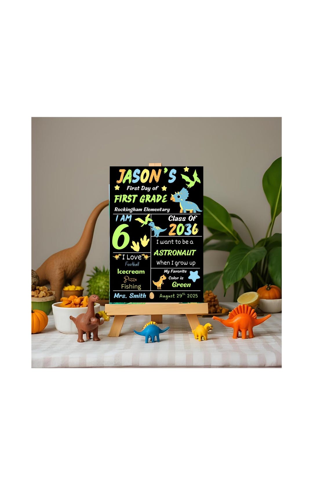 Editable Dinosaur First Day of School Sign: Chalkboard or Whiteboard ...
