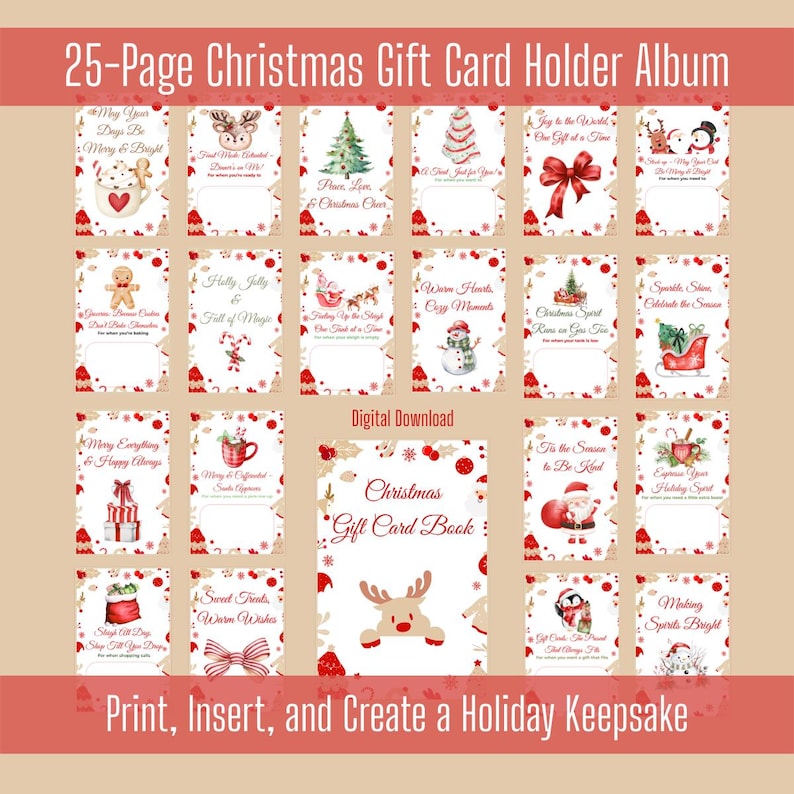 Christmas Gift Card Book | Christmas Gift Card Album Instant Download ...