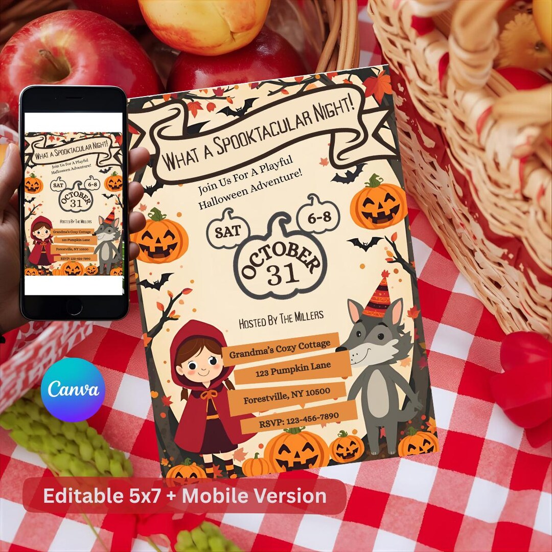 Cute Little Red Riding Hood Halloween Invitation | What a Spectacular ...