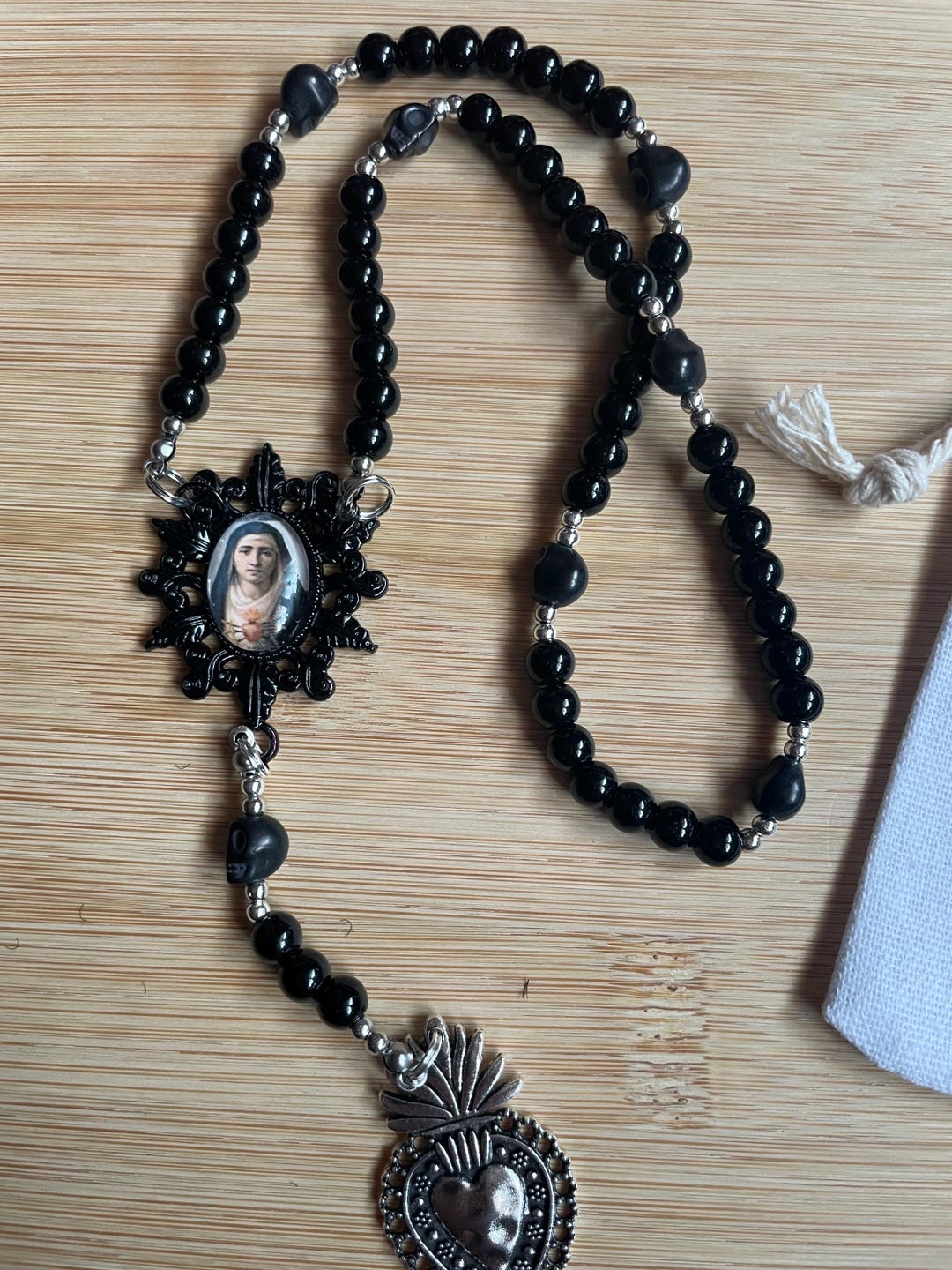 Our Lady of Sorrows, Skull Detail, Handmade Ornate Rosary- Handmade ...