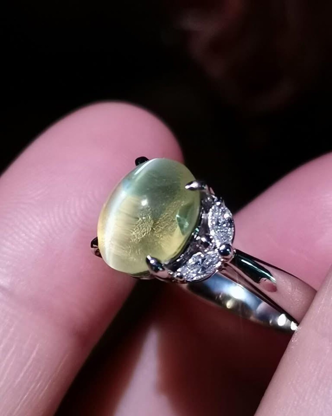 Ceylon Cat's Eye Chrysoberyl Ring – Platinum Diamond Accent, Rare ...
