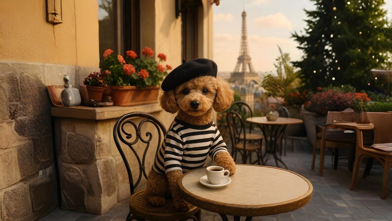 Baby Poodle in Paris Art: Phone Wallpaper, Printable Greeting Card ...