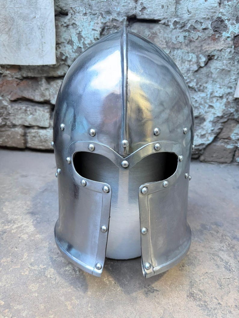 Handmade Medieval Mild Steel Helmet – Riveted Knight Armor, LARP ...