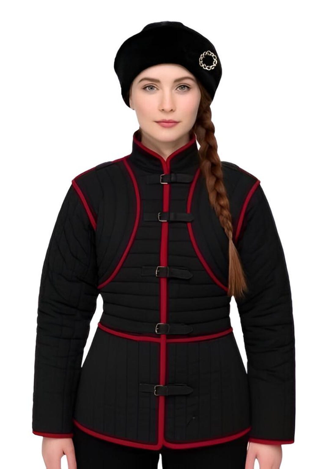 Medieval Gambeson Jacket: Black Quilted Arming Doublet With Red Trim - Etsy
