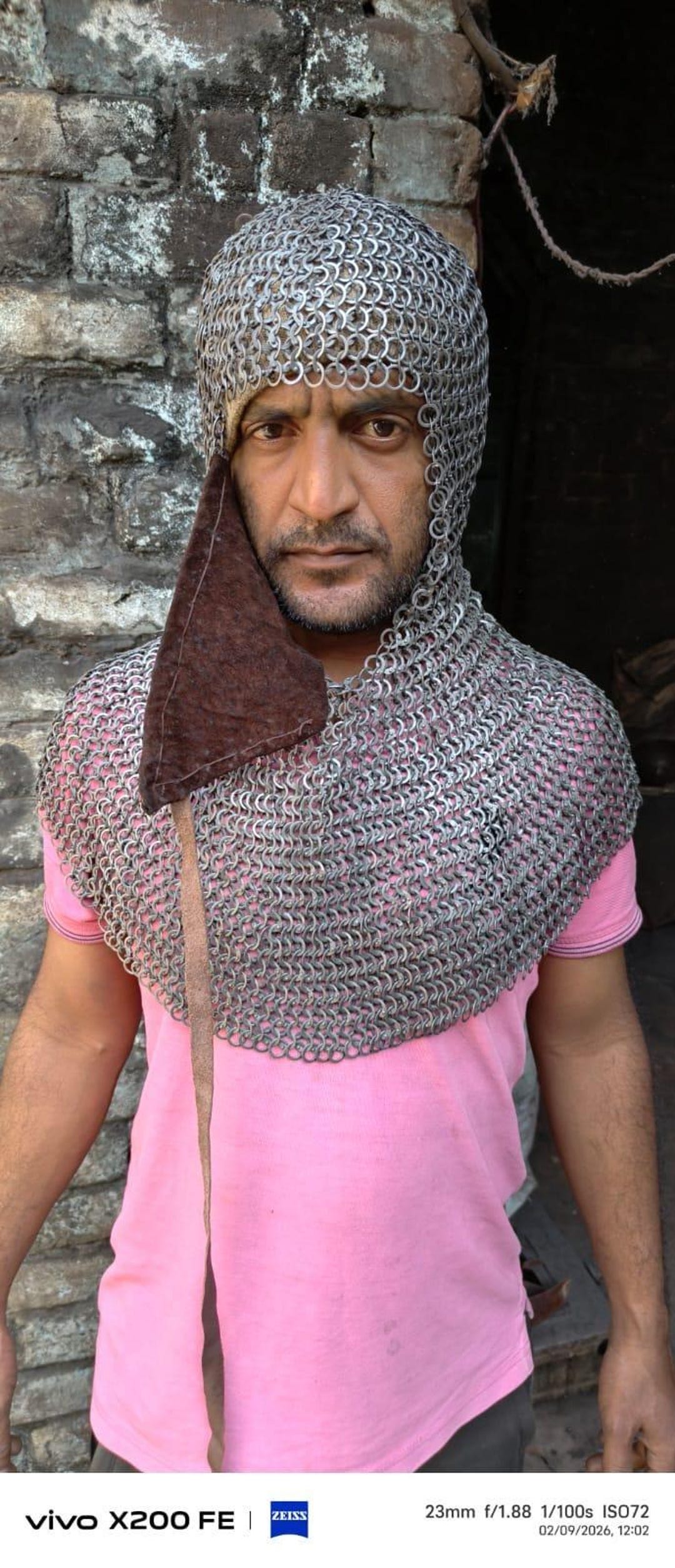 Medieval Chainmail Hood – Full Face Coif Armor, Mild Steel Ringmail ...