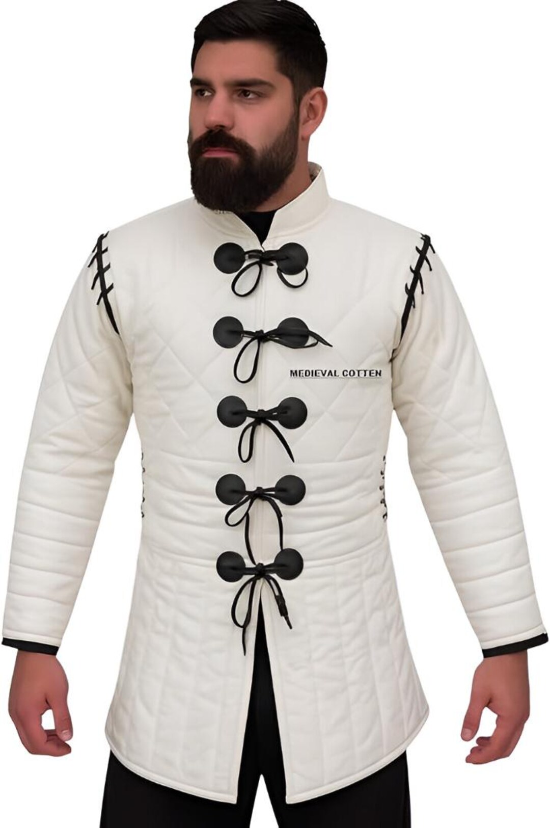 Medieval White Cotton Padded Gambeson Jacket – Arming Doublet Armor for ...