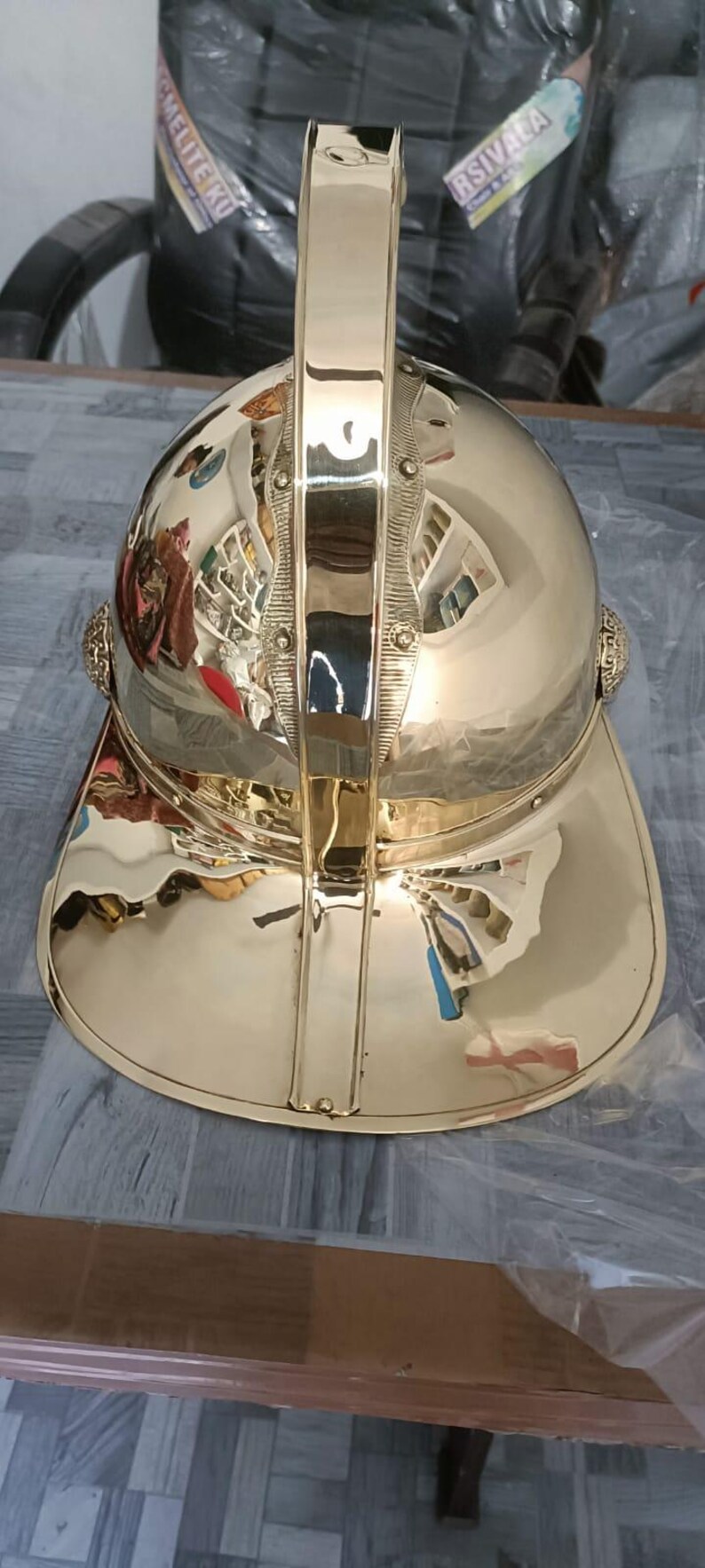 Handmade Polished Brass Parade Helmet: Historical Roman Replica With ...