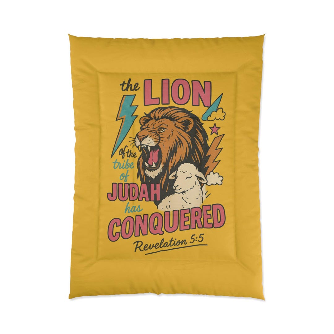Roaring Lion Comforter: Biblical Verse Bedding, Cozy Home Decor - Etsy