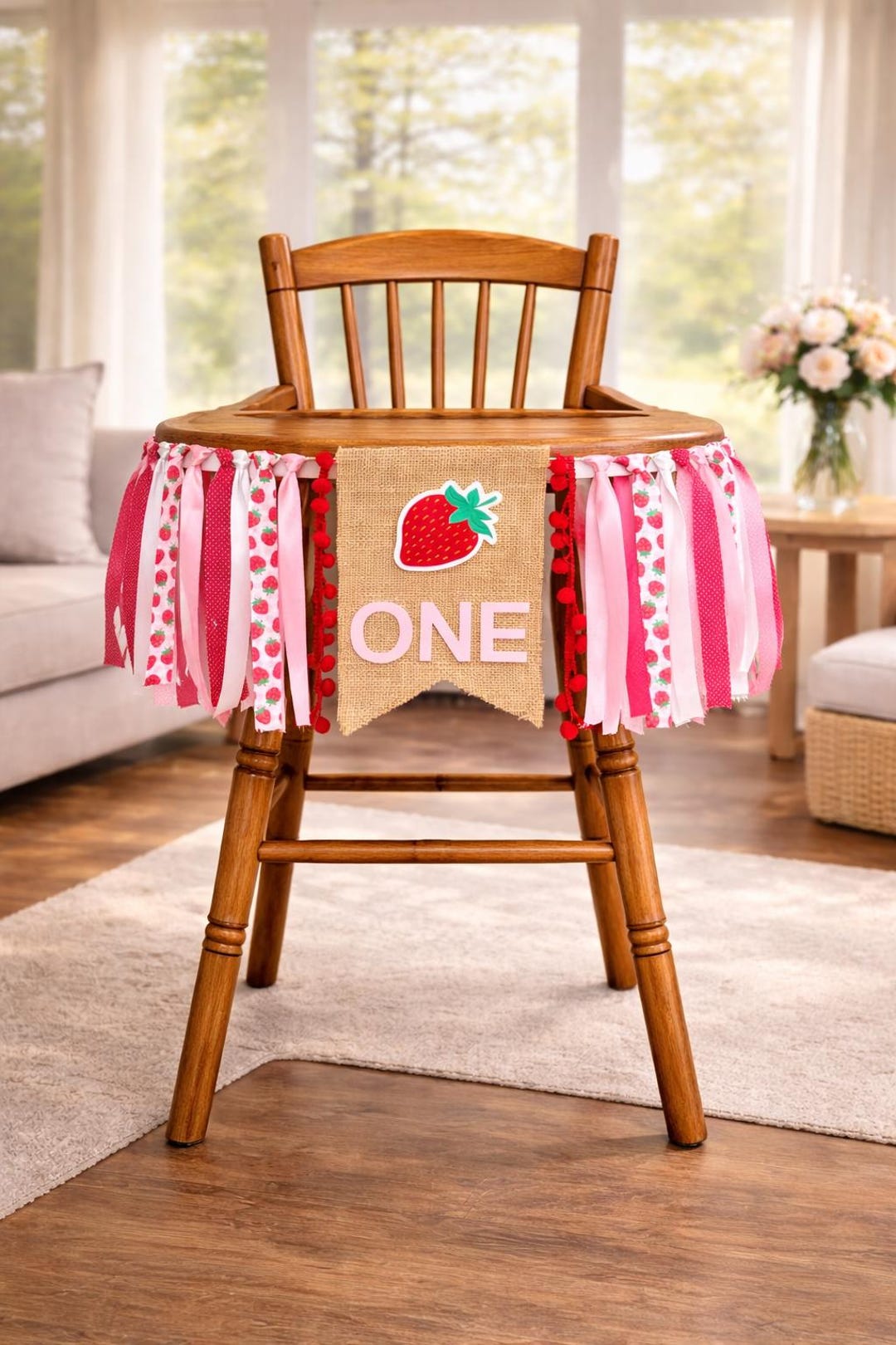 Berry Sweet One High Chair Banner, Berry Sweet Birthday, Strawberry ...
