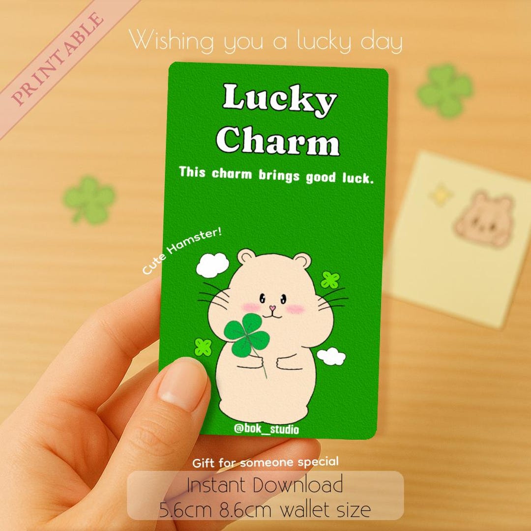 Hamster Good Luck Card L Printable Gift for Friend, Friendship Card ...