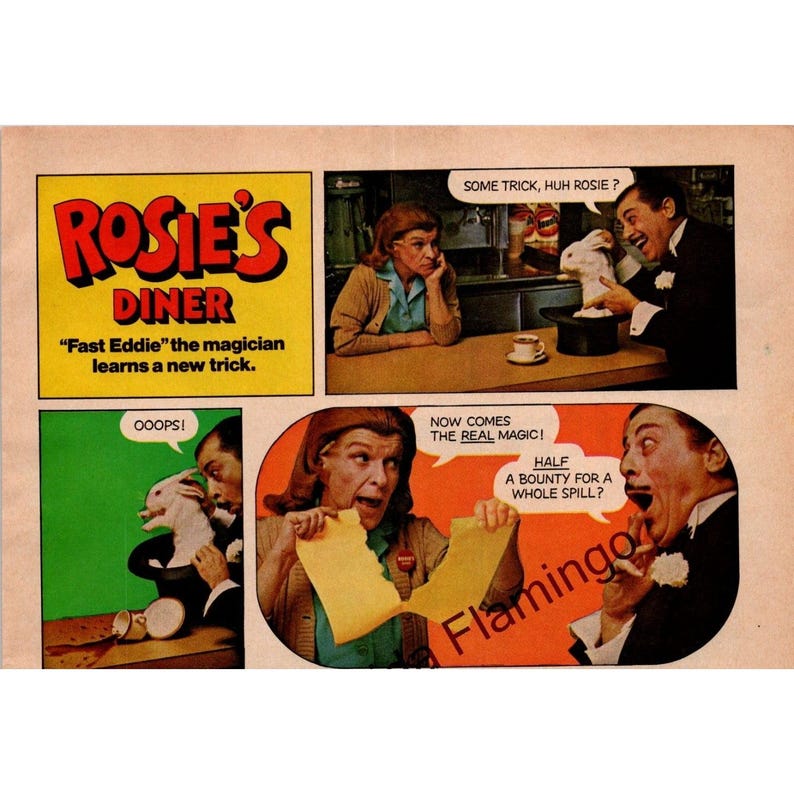 1970s Bounty Paper Towels Rosie’s Diner Comic Print Ad — Fast Eddie ...