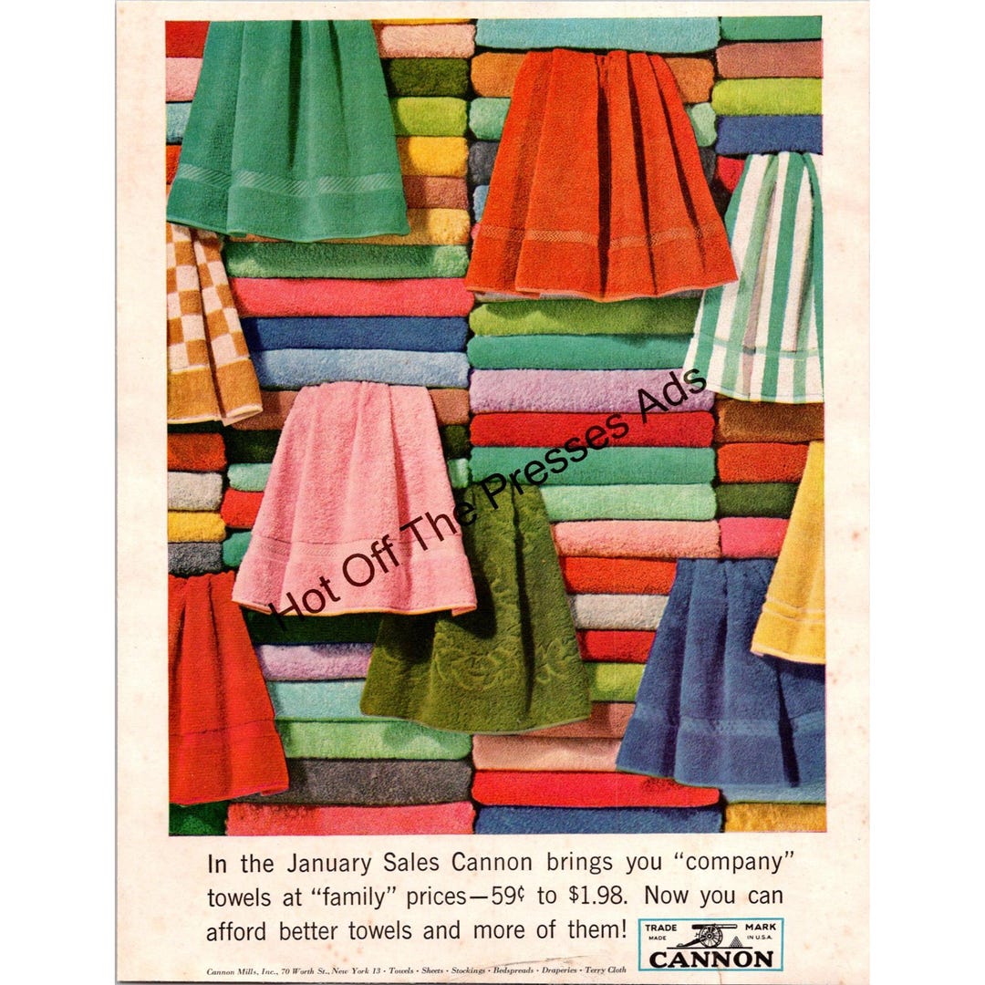 1956 Cannon Towels Ad – “company Towels at Family Prices” – Vintage ...