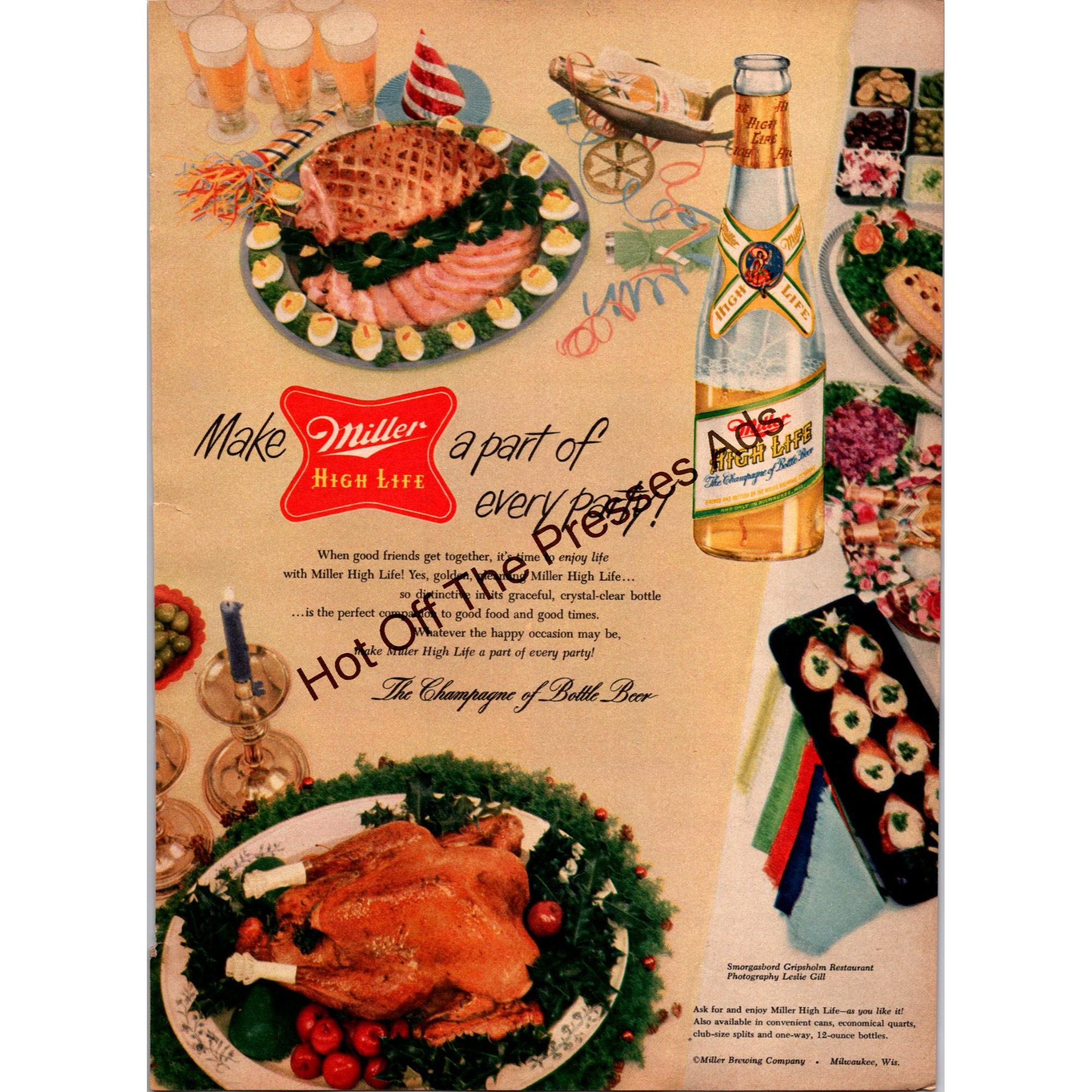 Vintage 1950s Miller High Life Beer Advertisement — “make Miller a Part ...