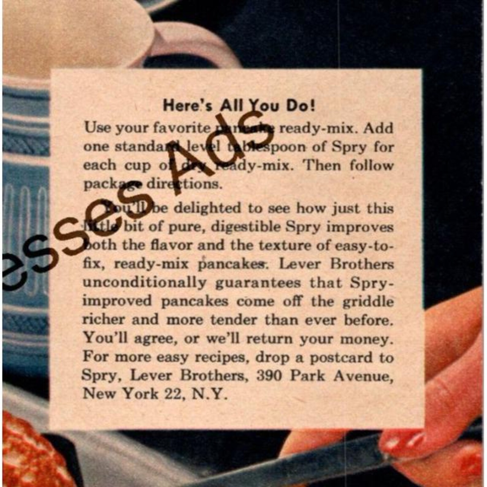 1950s Spry Shortening Vintage Print Ad — Retro Pancake Art, “spry Makes ...