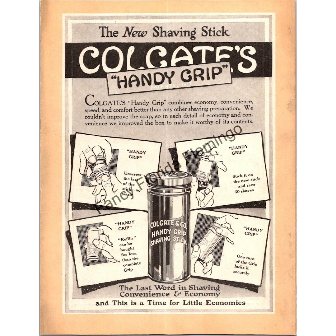 Vintage 1917 Colgate's “handy Grip” Shaving Stick Print Ad — Classic ...