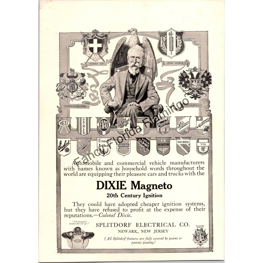 Antique 1910s Dixie Magneto Ad — Vintage Auto Ignition Advertising ...