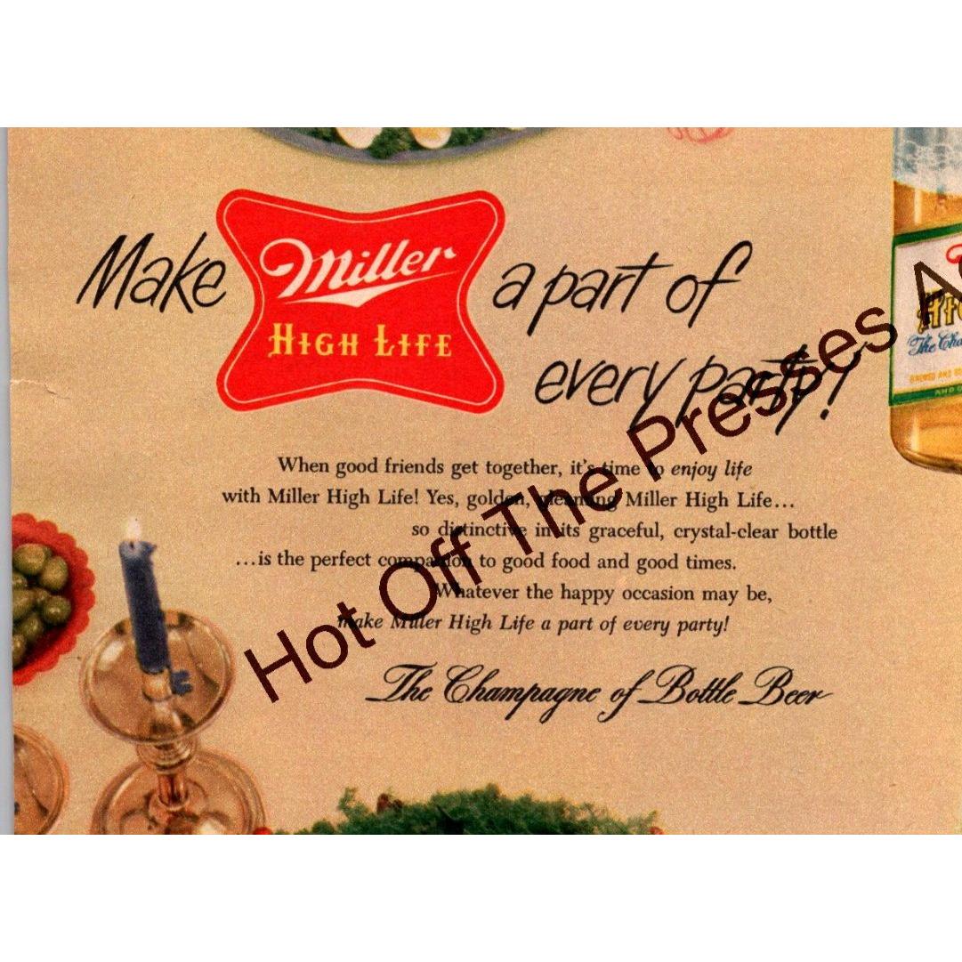 Vintage 1950s Miller High Life Beer Advertisement — “make Miller a Part ...