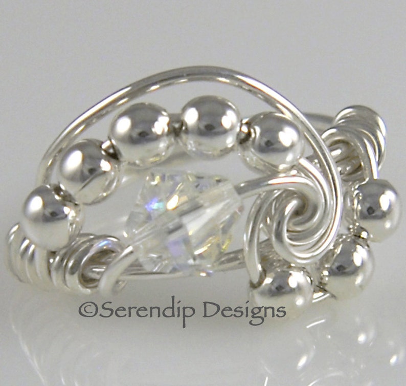 April Birthstone Ring Sterling Silver Swarovski Clear Crystal - Etsy