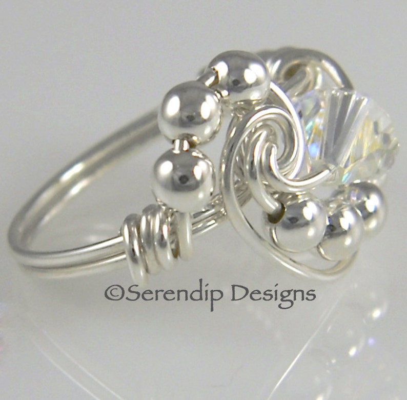 April Birthstone Ring Sterling Silver Swarovski Clear Crystal - Etsy