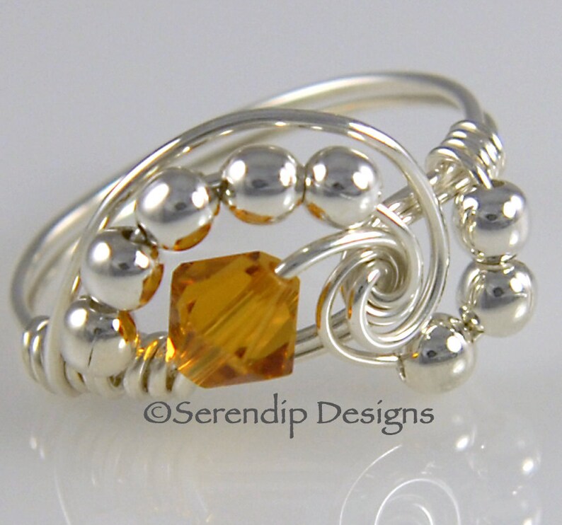 November Birthstone Ring Wire Wrapped Argentium Sterling - Etsy
